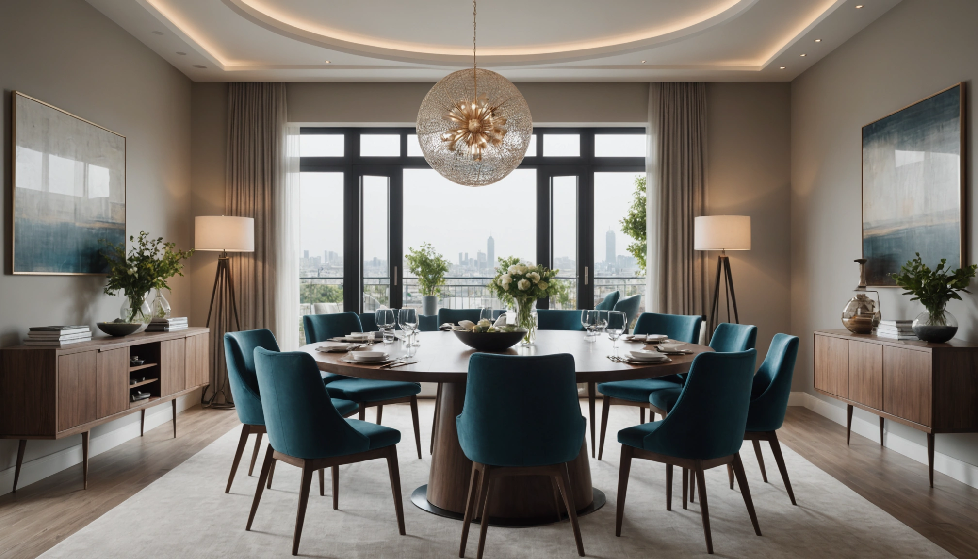 Optimiser l'espace avec une table ronde pour 8 personnes